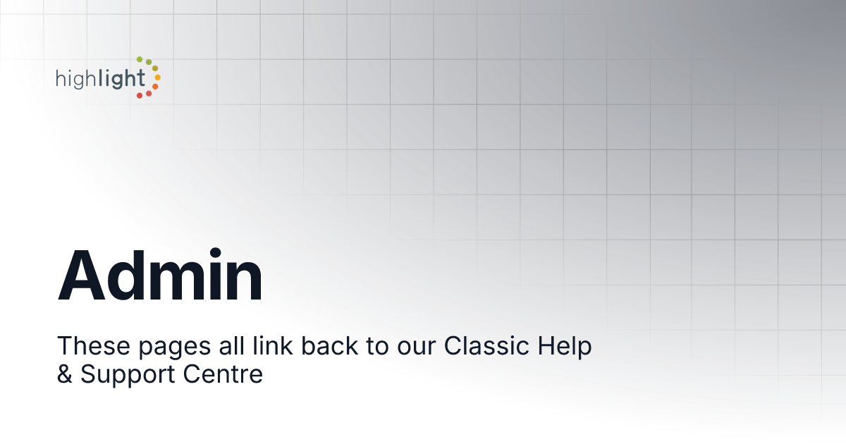 Admin | Highlight Help & Support